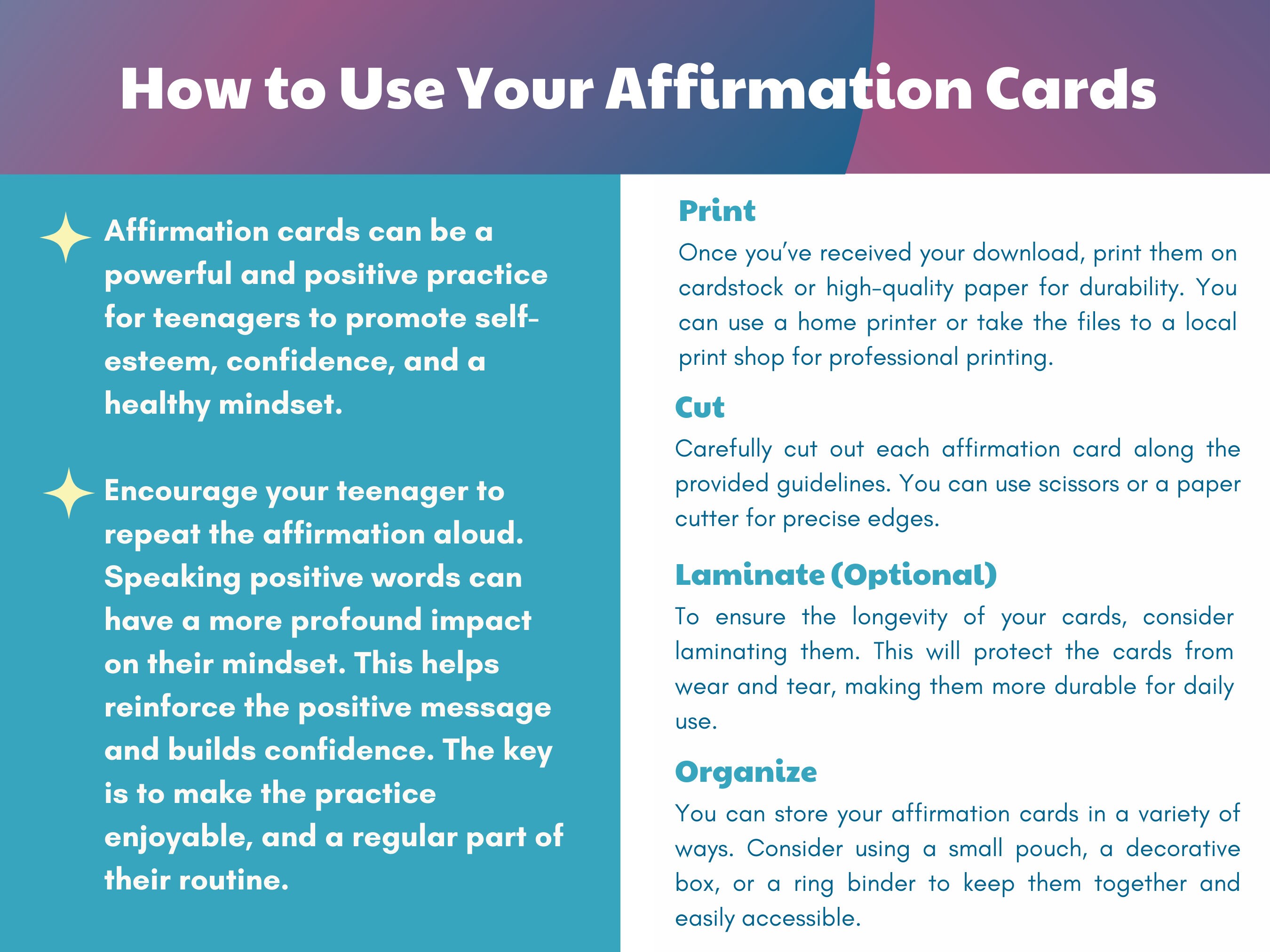 Self Esteem Teens, Daily Affirmations for Teens, Daily Affirmation ...