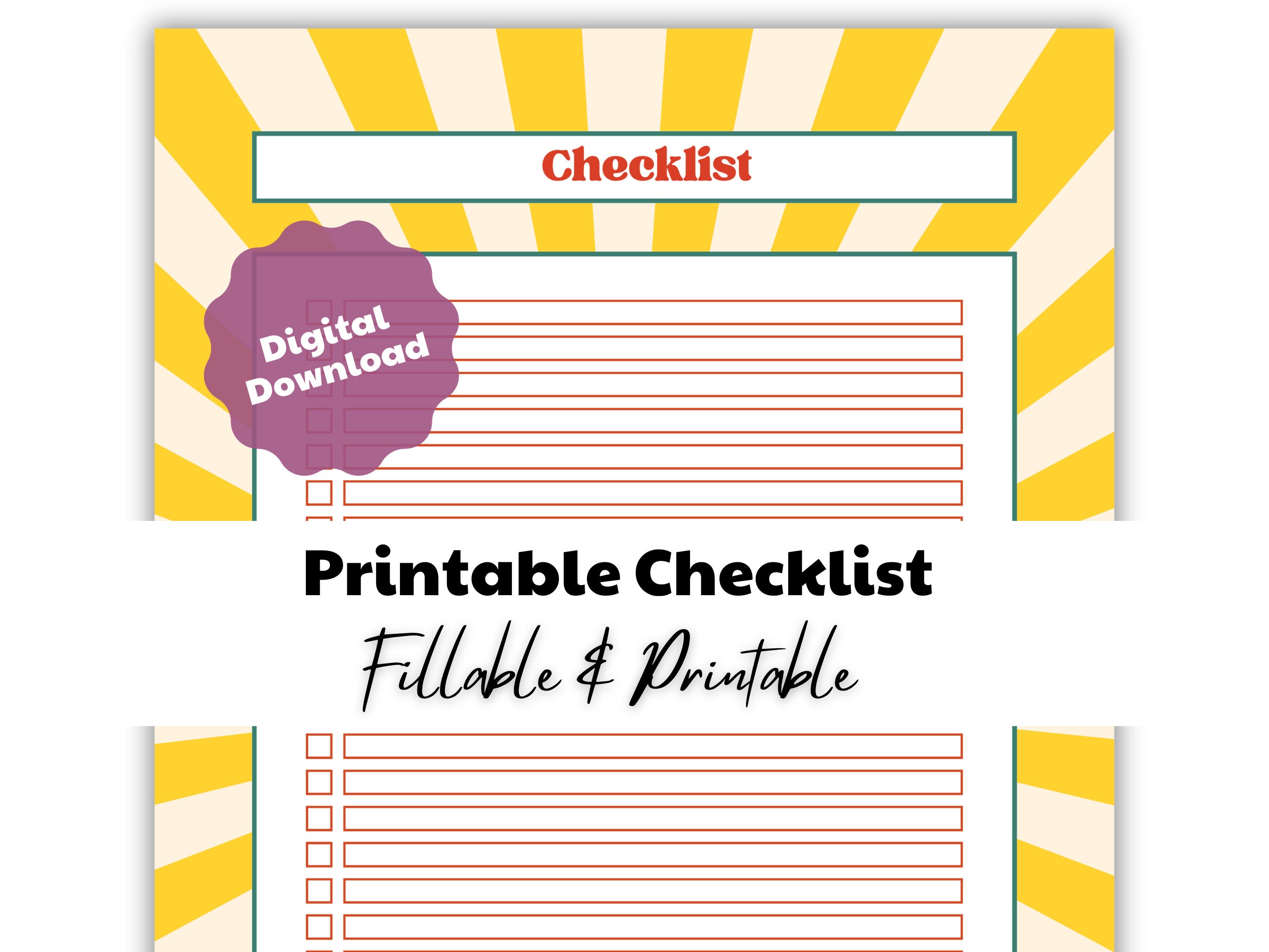 Blank Checklist Template Printable & Fillable Simple - Etsy