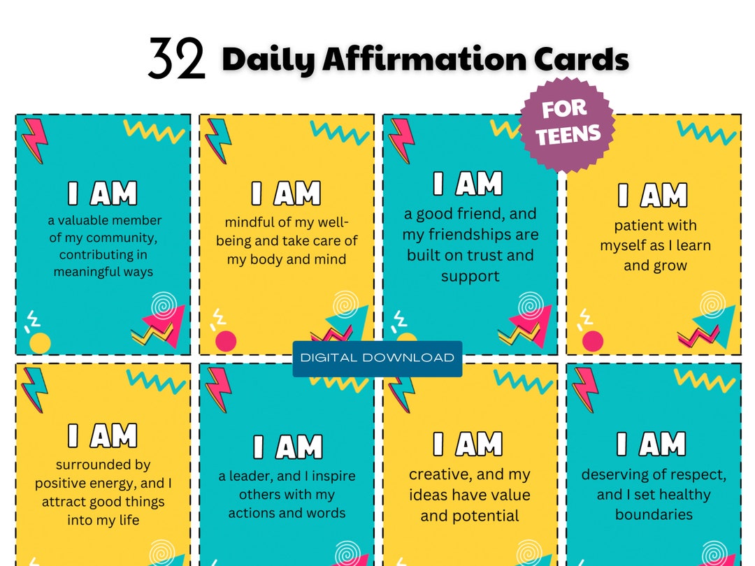 Daily Affirmations for Teens, Daily Affirmation Cards, Think Positive ...