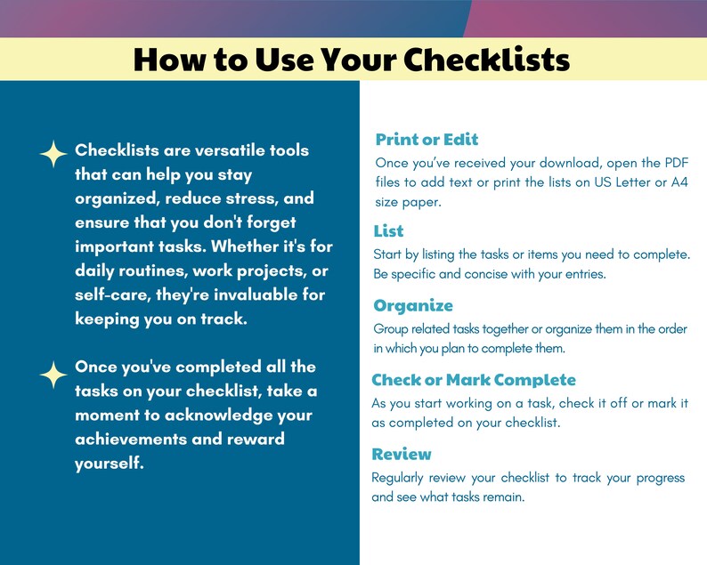 Printable to Do List, Daily, Weekly To-do Pdf Planner Checklist, A4 and ...