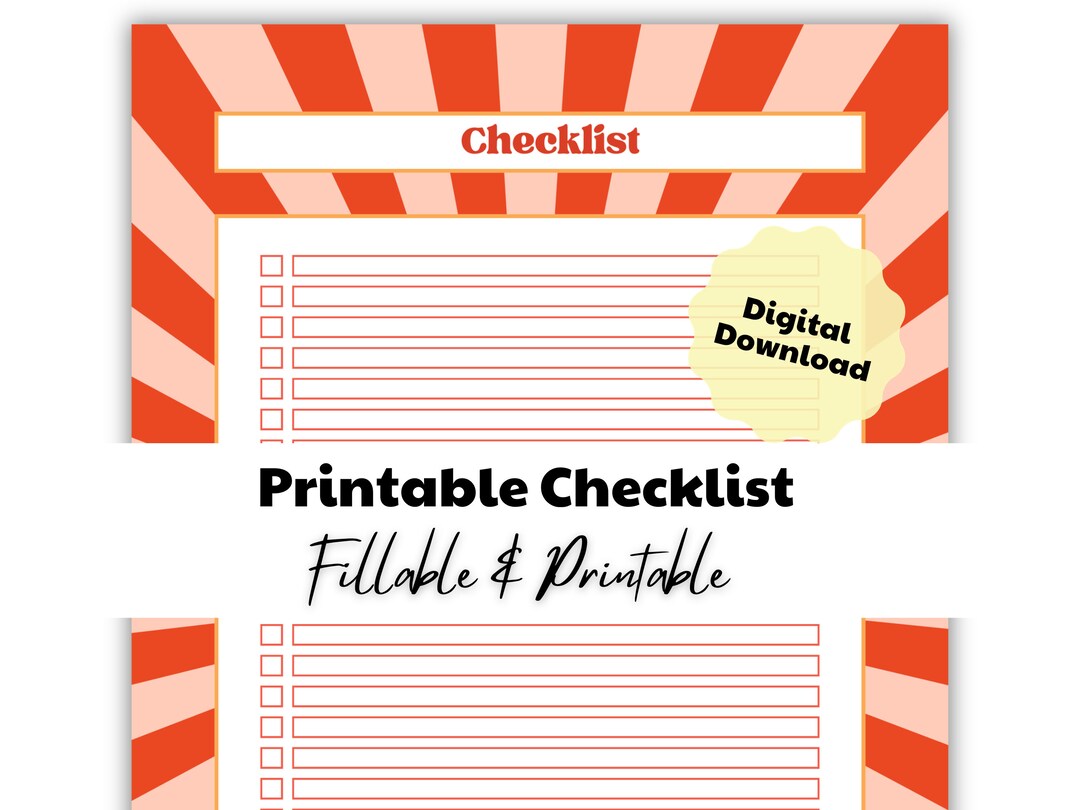 Blank List | Planner Insert | Printable Checklist Template | to Do List ...