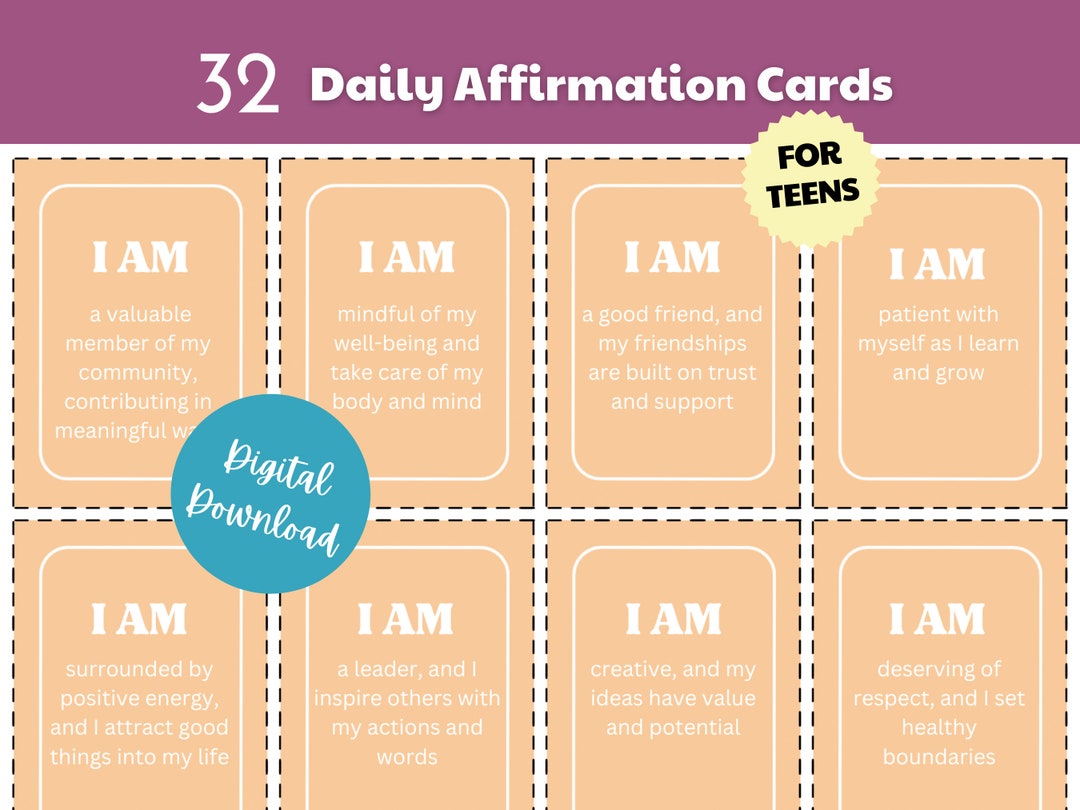 Self Esteem Teens, Daily Affirmations for Teens, Daily Affirmation Cards, Think Positive ...