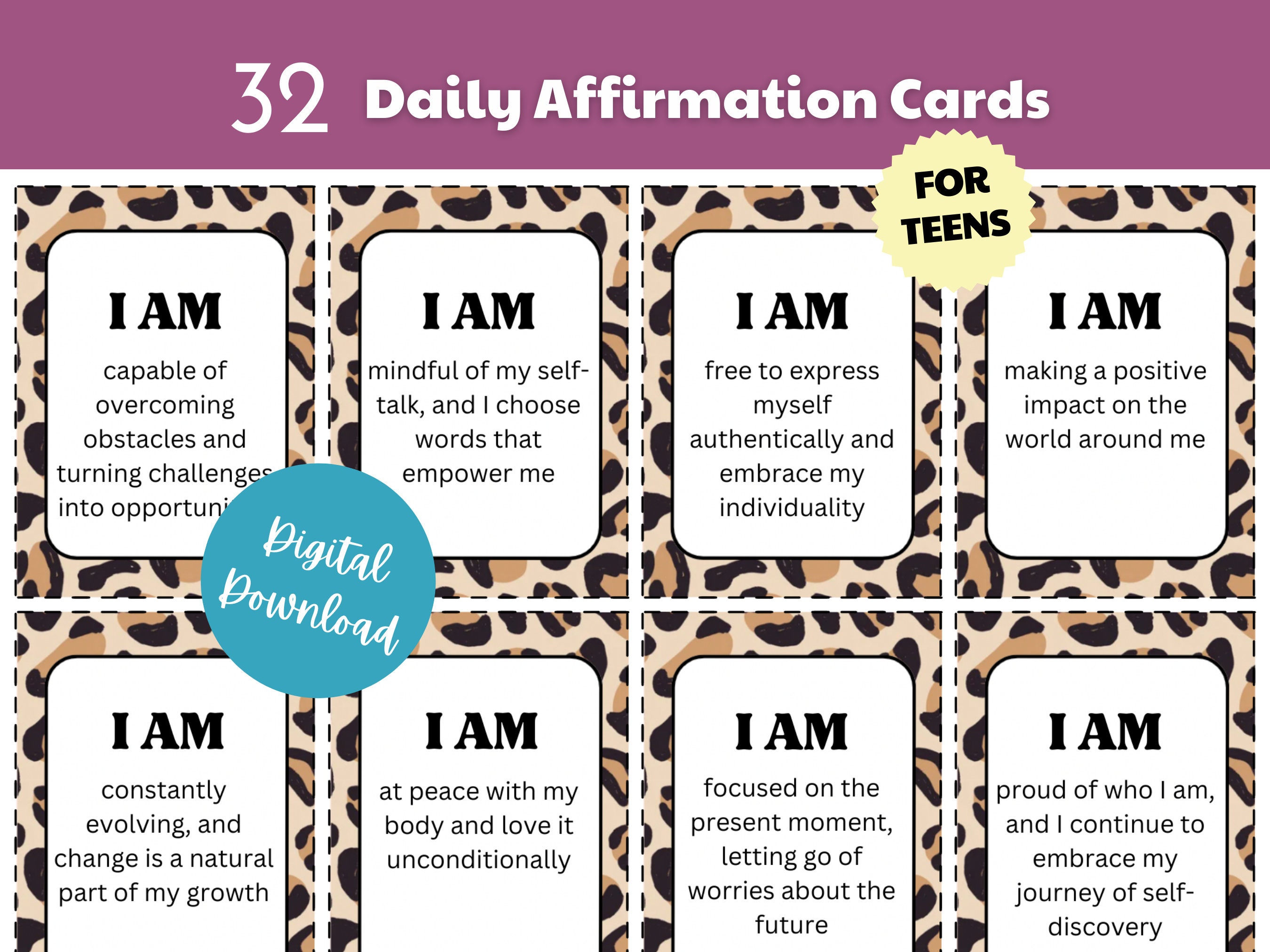 Self Esteem Teens, Daily Affirmations for Teens, Daily Affirmation Cards, Think Positive ...