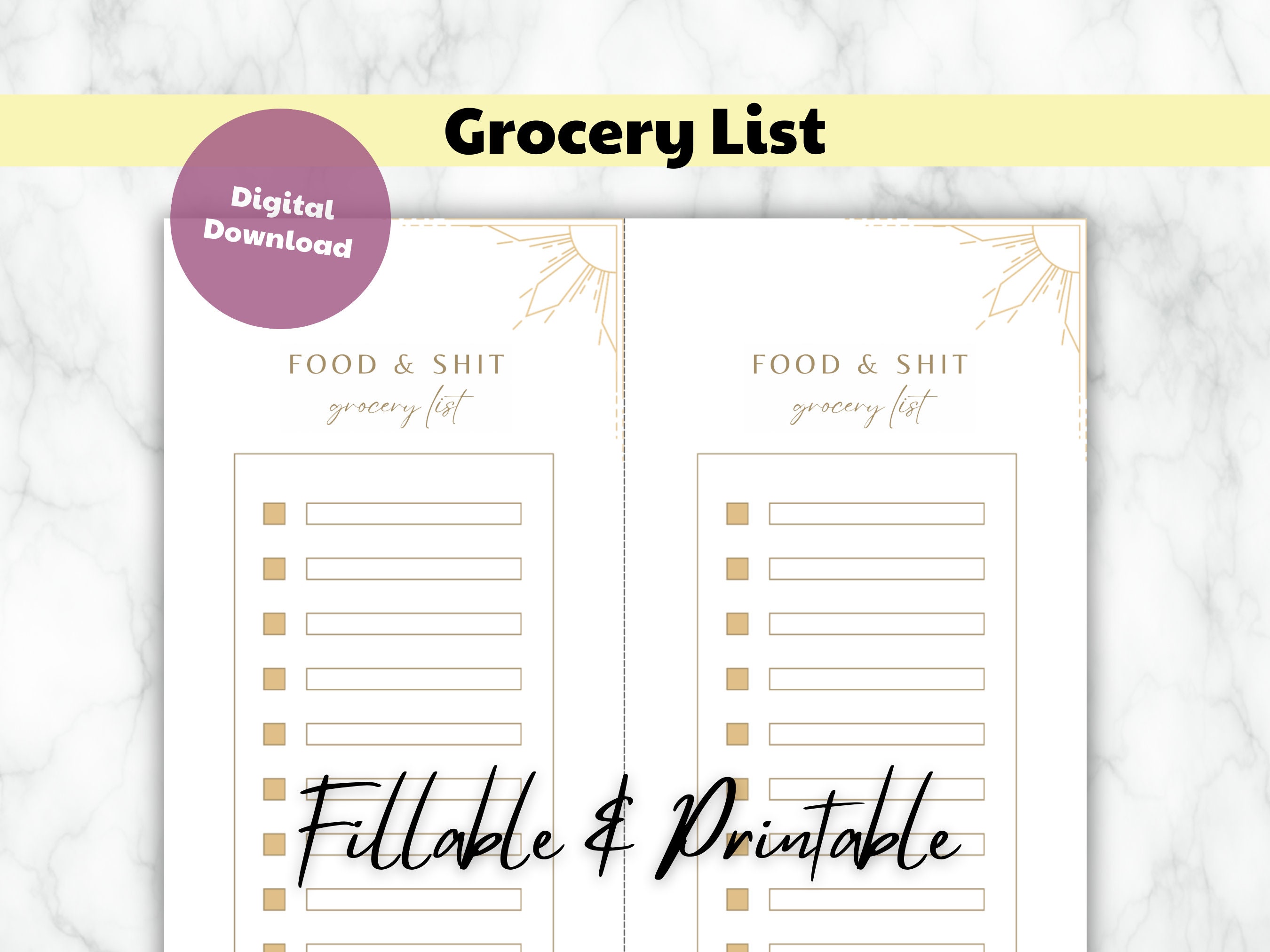 Funny Grocery List Digital Grocery List Printable Template - Etsy