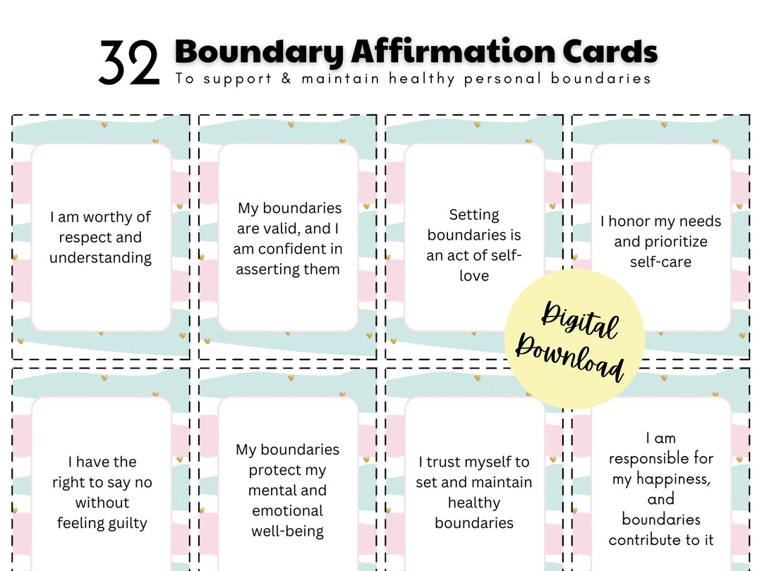Boundary Setting, Personal Boundaries, Affirmation Deck, Emotional ...