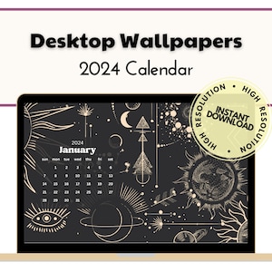 Desktop Background Calendar, January 2024, Sun Moon Calendar, 2024 ...