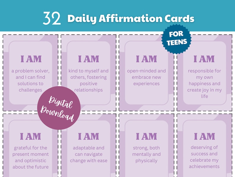 Self Esteem Teens, Daily Affirmations for Teens, Daily Affirmation ...