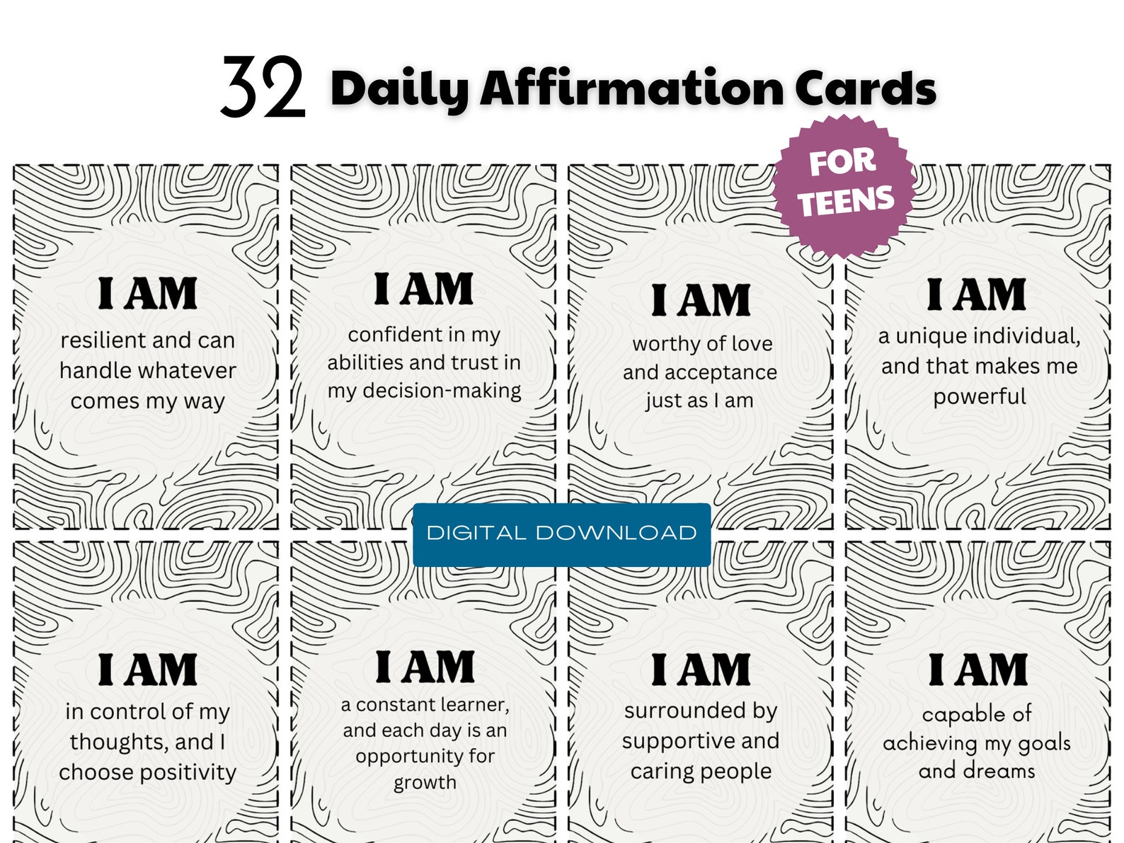 Self Esteem Teens, Daily Affirmations for Teens, Daily Affirmation Cards, Think Positive ...