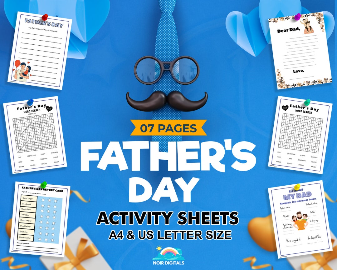 Printable Father's Day Sheets, Kids Activity Sheets, Gift for Dad From ...