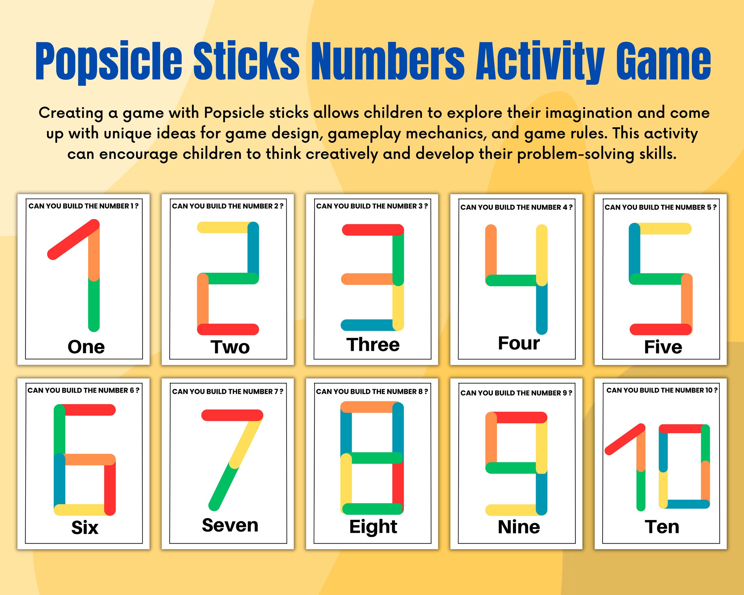 Popsicle Sticks Shapes Activity Game for Toddlers Montessori Printable ...