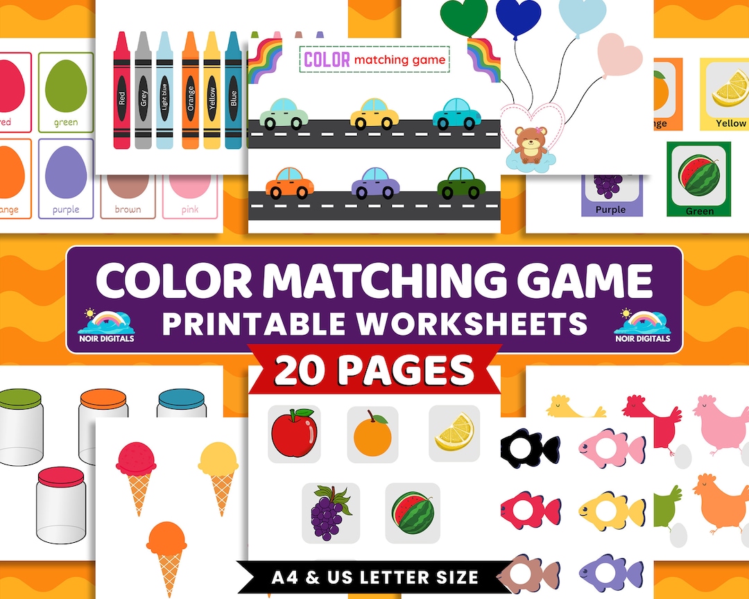 Color Matching Game Busy Book Printable Educational Activity Homeschool ...