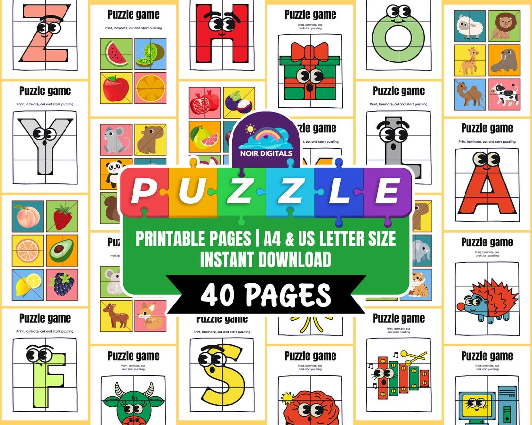 40 Montessori Printable Puzzle Preschool Worksheet Learning Activity ...