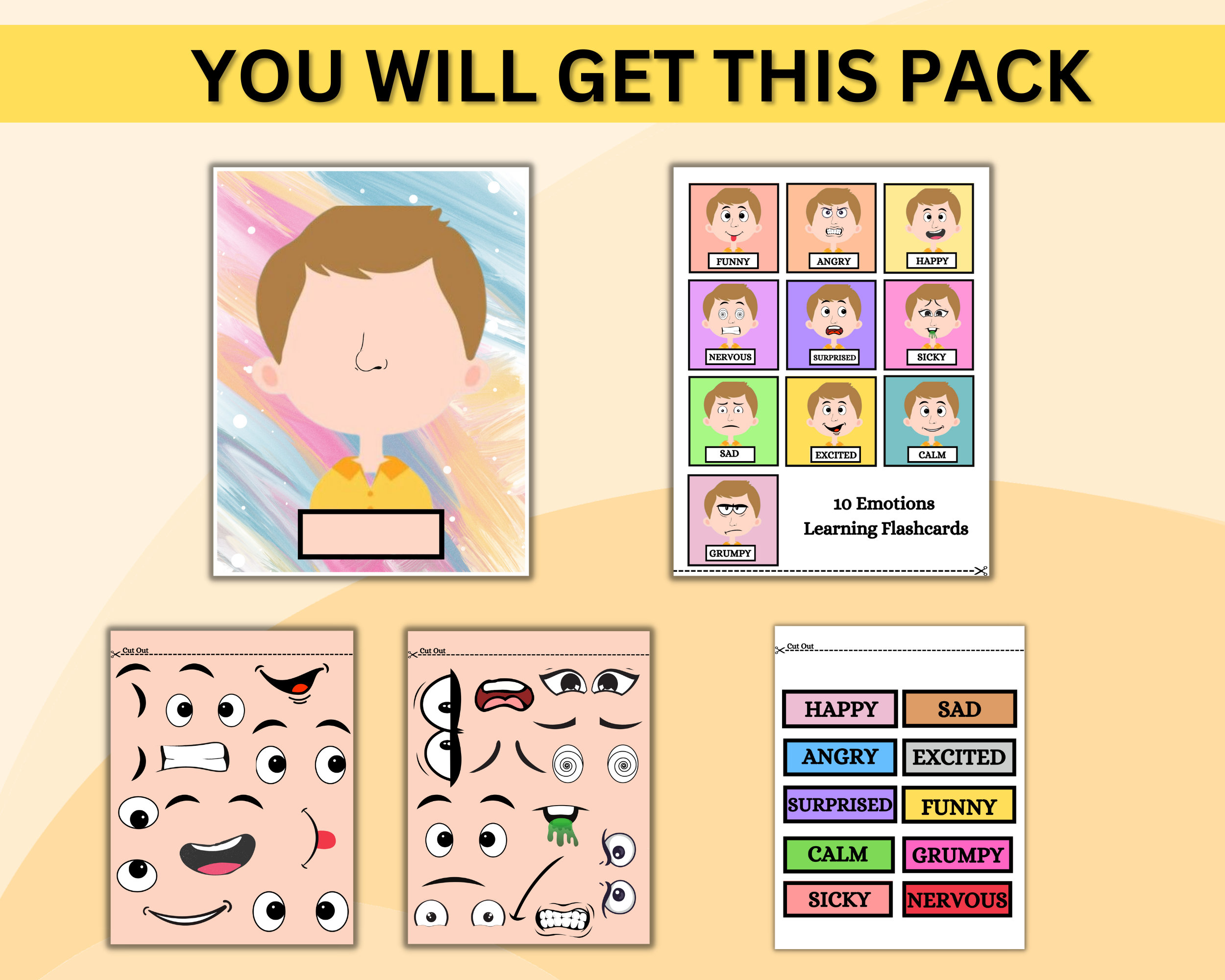 Emotions Activity for Kids Boy Version Feelings Chart Printable ...