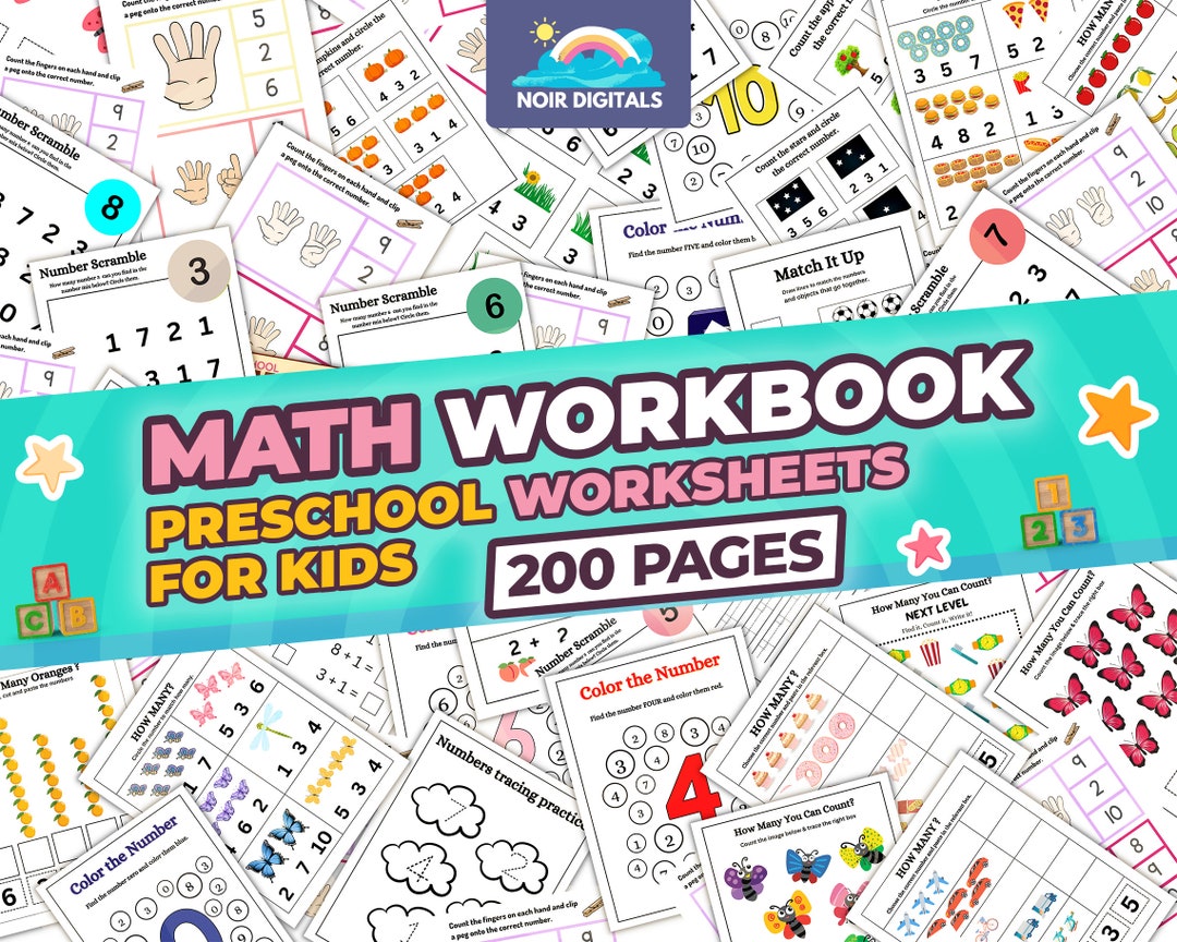 200 Preschool Pre-k Kindergarten Learning Bundle, Kids Worksheet Bundle ...