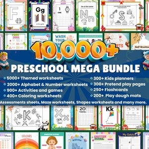 10000 Preschool Pre Kindergarten Learning Bundle Preschool Teacher Gift ...