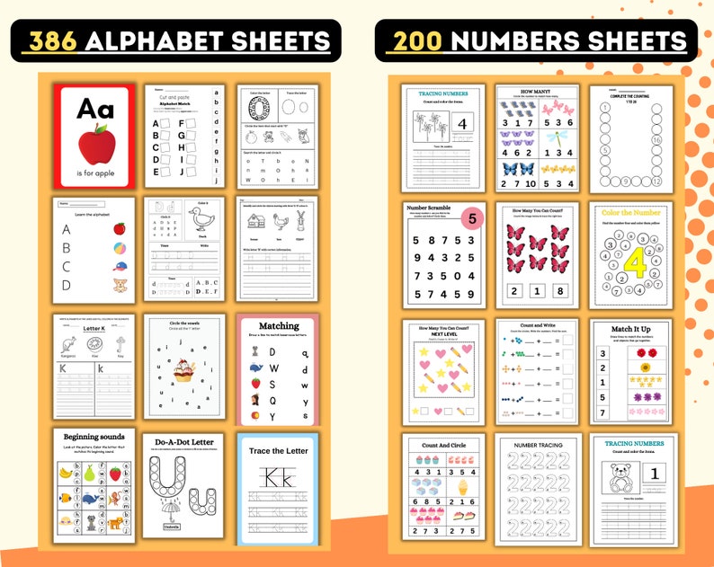 2000 Page ,preschool Pre-k Kindergarten Learning Bundle, Activity ...