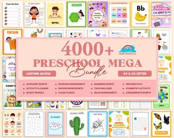 4000 Preschool Pre-k Kindergarten Learning Bundle, Activity Worksheets ...