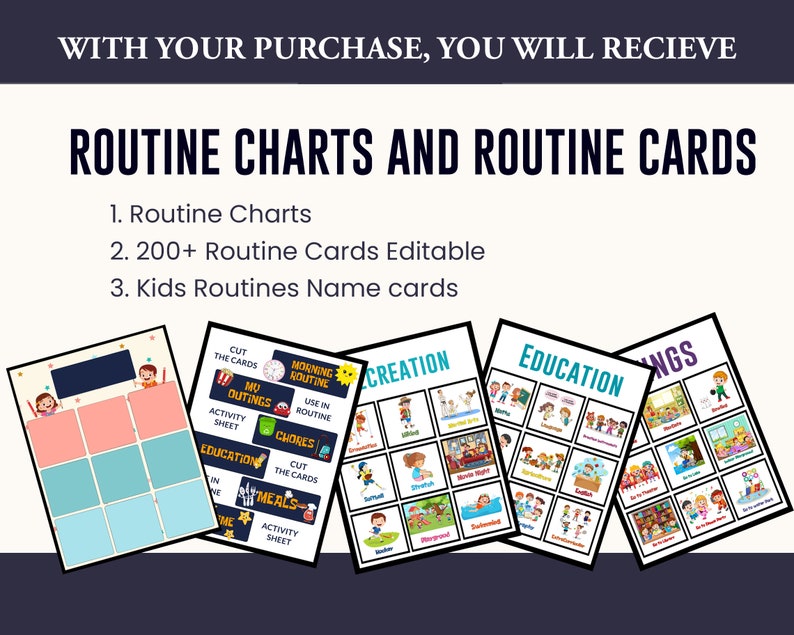 Editable Kids Daily Routine Cards , Toddler Routine Chart , Visual ... Editable Kids Daily Routine Cards , Toddler Routine Chart , Visual ...