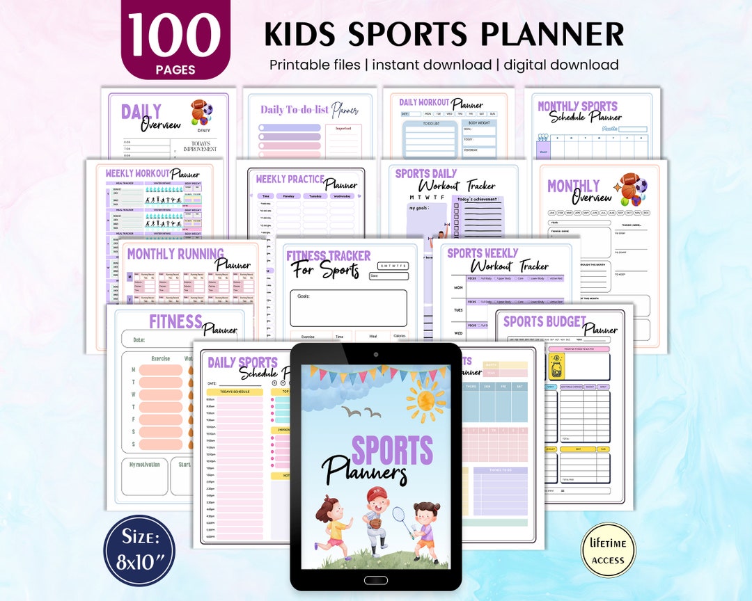Buy Kids Sports Planner Teen Workout Tracker Sports Journal Printable ...