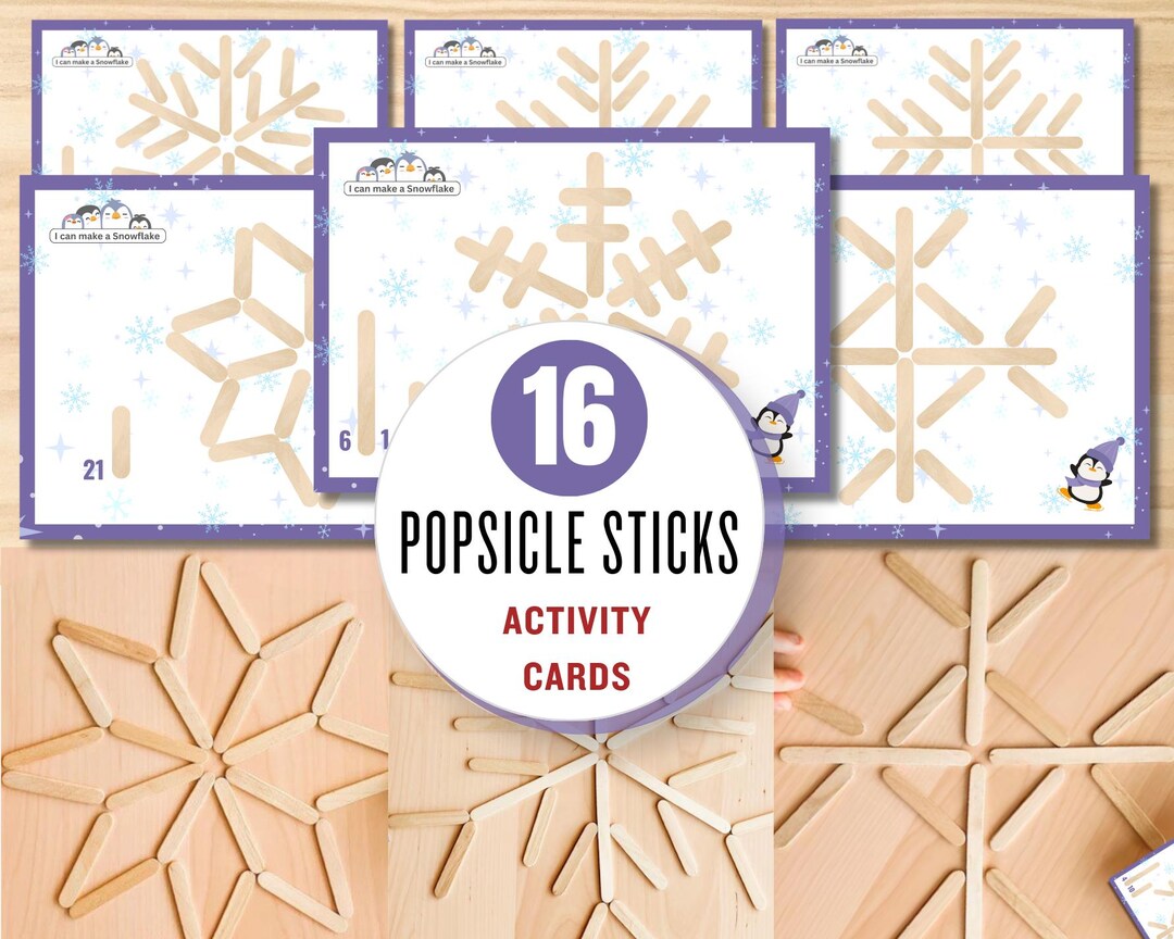 Snowflake Popsicle Sticks Activity Winter Fine Motor Skills Game ...