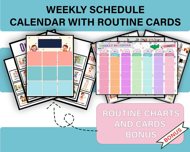 Weekly Kids Calendar Printable Visual Schedule Perpetual Calendar ...