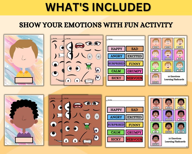 Emotions Activity for Kids Boy Version Feelings Chart Printable ...
