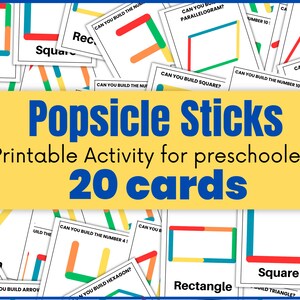 Popsicle Sticks Shapes Activity Game for Toddlers Montessori Printable ...