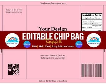 Chip Bag Template Blank Chip Bag Canva Chip Bag Template Editable Chip ...