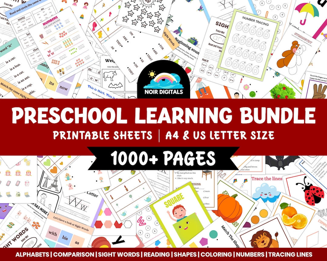 1000 Page ,preschool Pre-k Kindergarten Learning Bundle ,activity ...