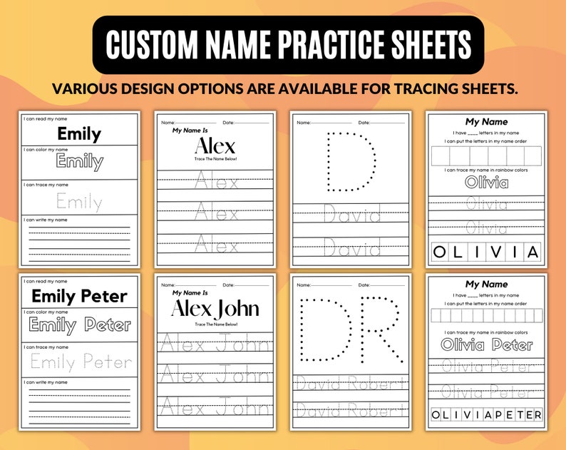Custom Name Tracing Sheet, Personalized Name Trace Worksheets ...