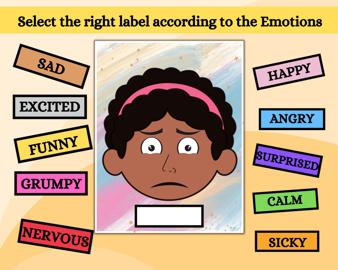 Emotions Activity for Kids Girl Version Feelings Chart - Etsy