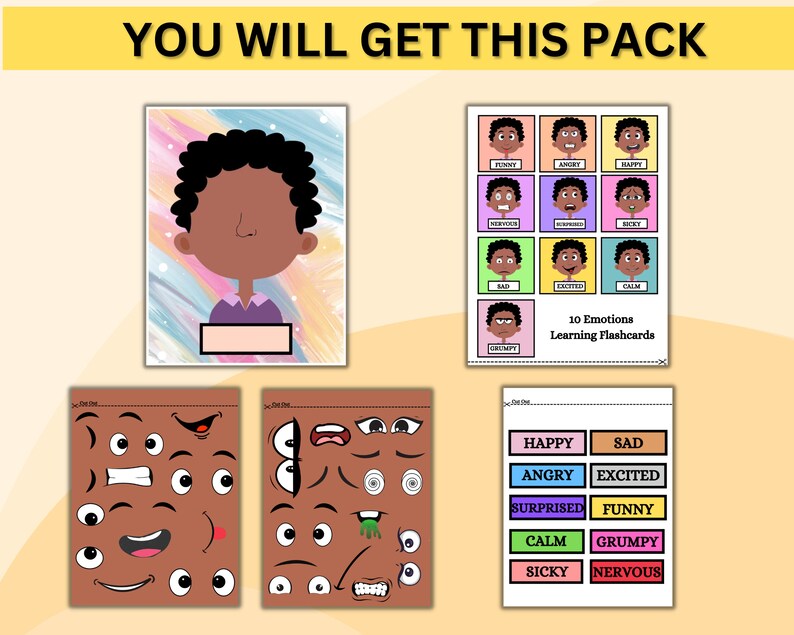 Emotions Activity for Kids Boy Version Feelings Chart Printable ...