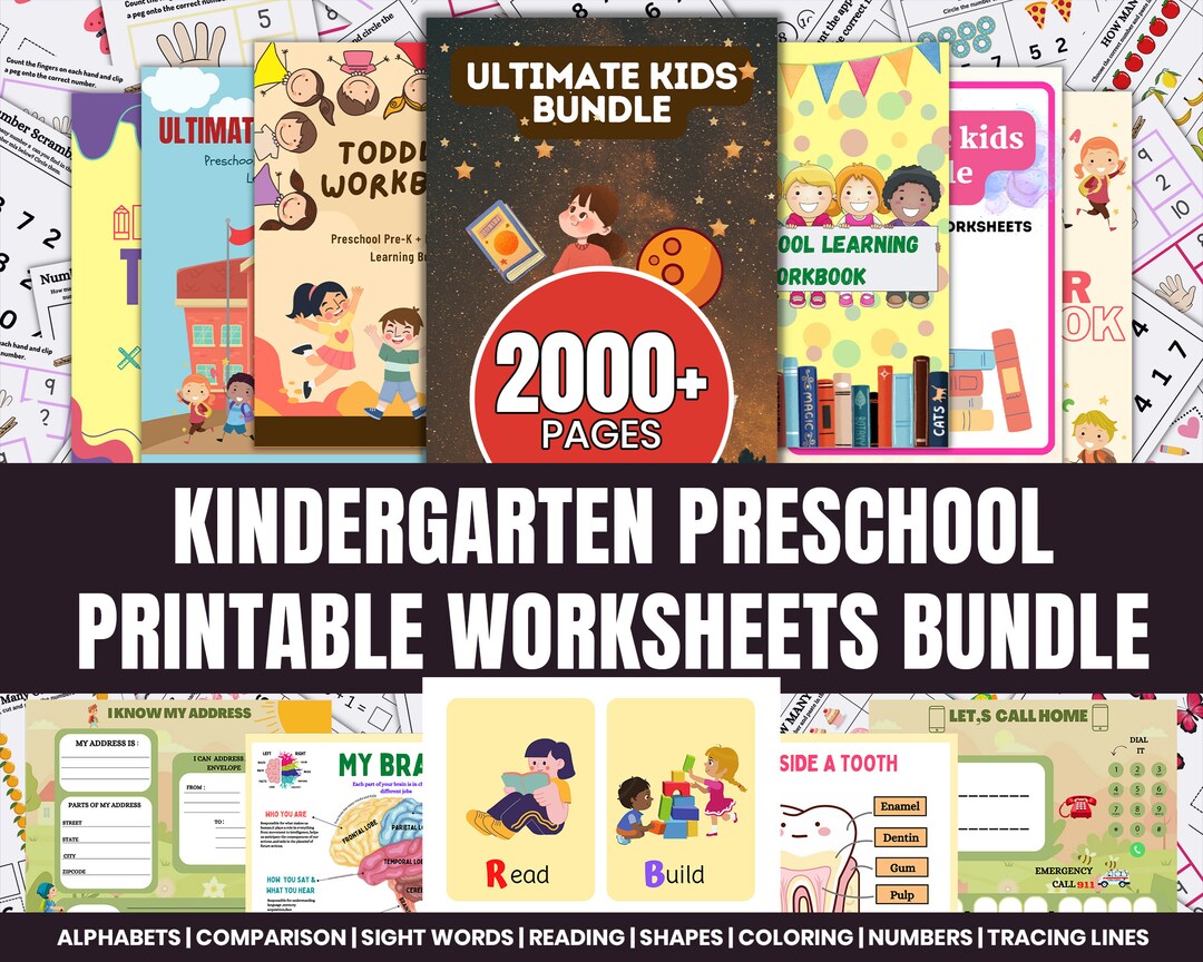 2000 Page ,preschool Pre-k Kindergarten Learning Bundle, Activity ...