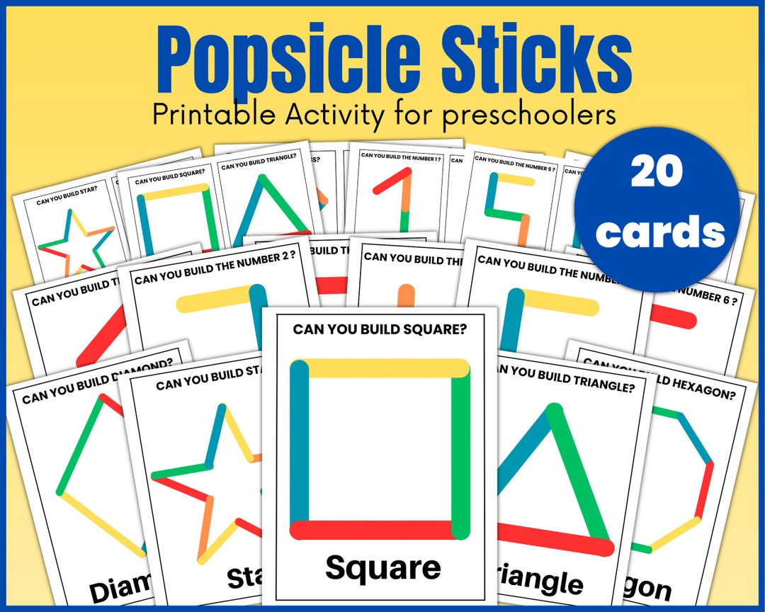 Popsicle Sticks Shapes Activity Game for Toddlers Montessori Printable ...