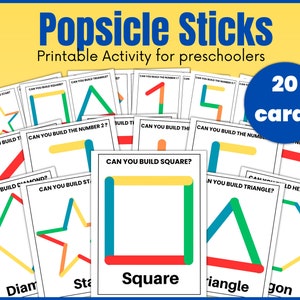 Popsicle Sticks Shapes Activity Game for Toddlers Montessori Printable ...
