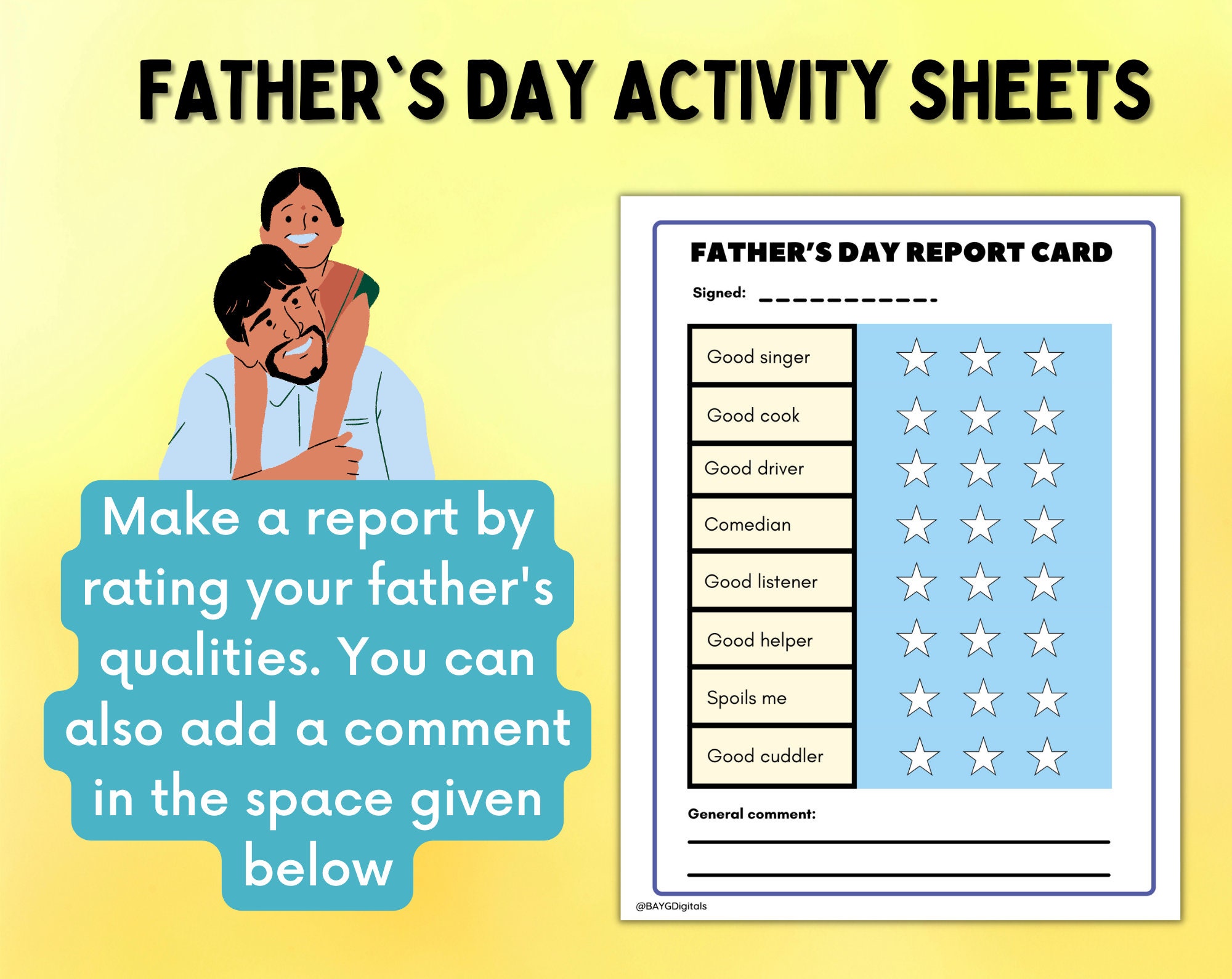 Printable Father's Day Sheets, Kids Activity Sheets, Gift for Dad From ...