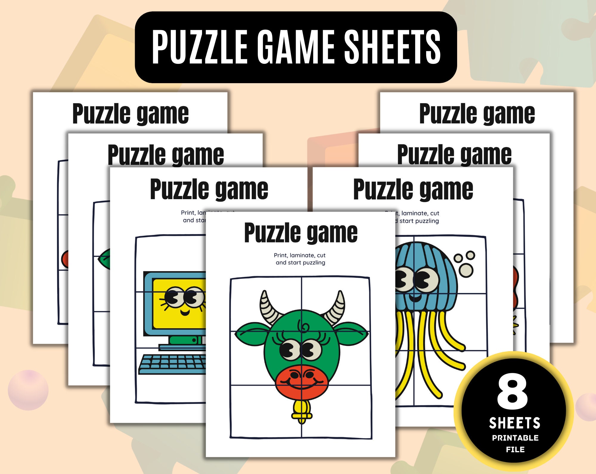 40 Montessori Printable Puzzle Preschool Worksheet - Etsy