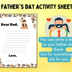 Printable Father's Day Sheets, Kids Activity Sheets, Gift for Dad From ...
