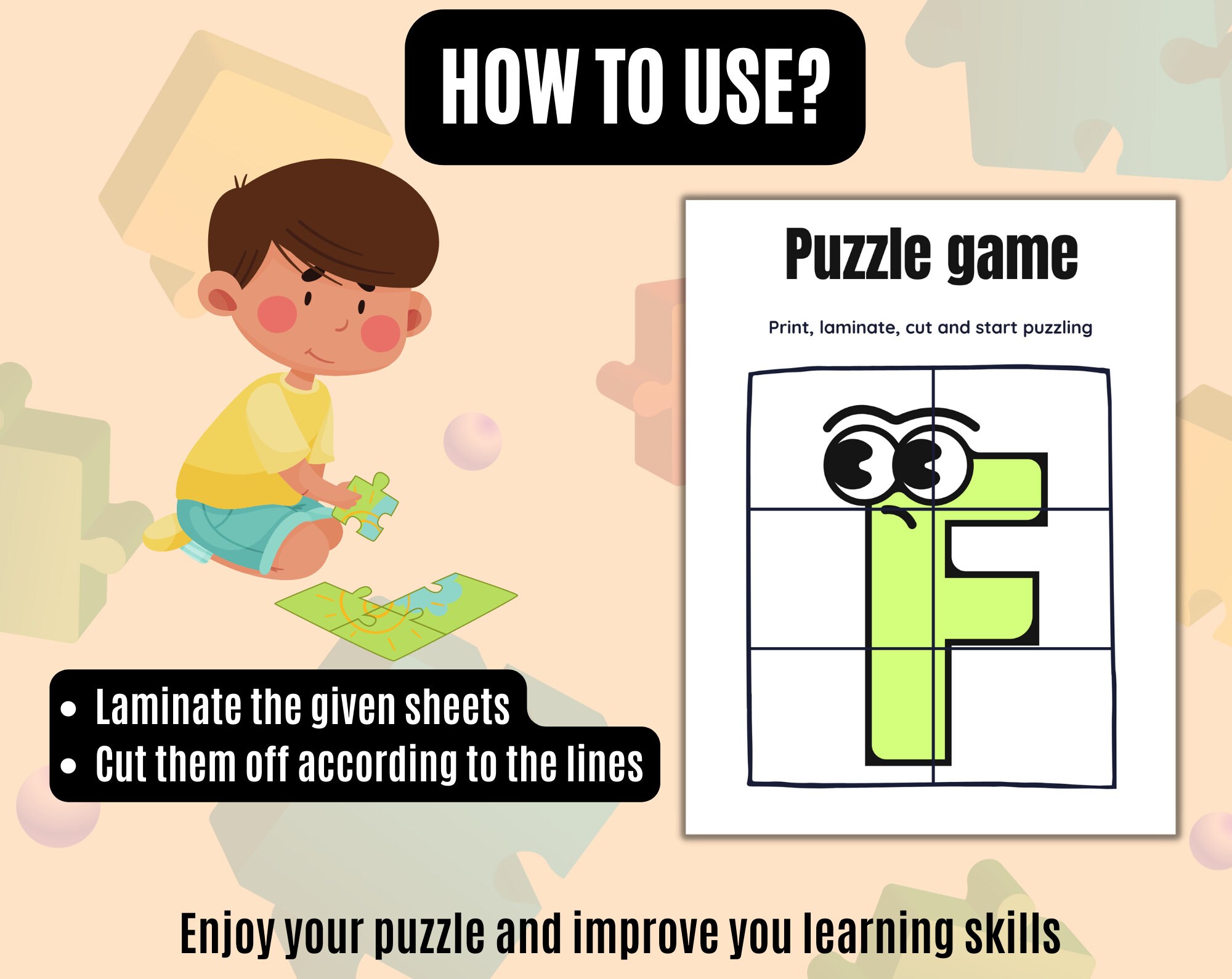 40 Montessori Printable Puzzle Preschool Worksheet - Etsy