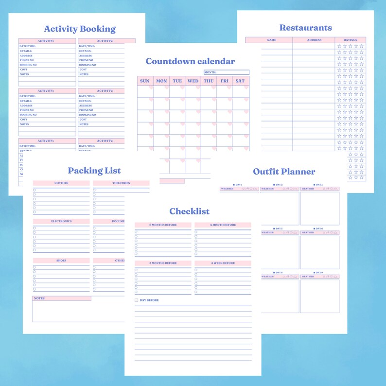 Ultimate Travel Planner Printable, 33 Travel Templates, Vacation Road ...