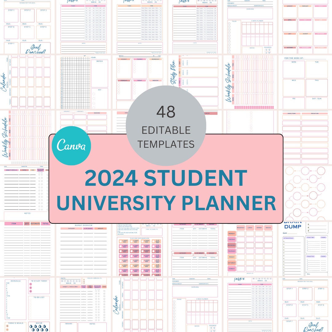 2024 STUDENT PLANNER ORGANIZER Instant Download Editable - Etsy