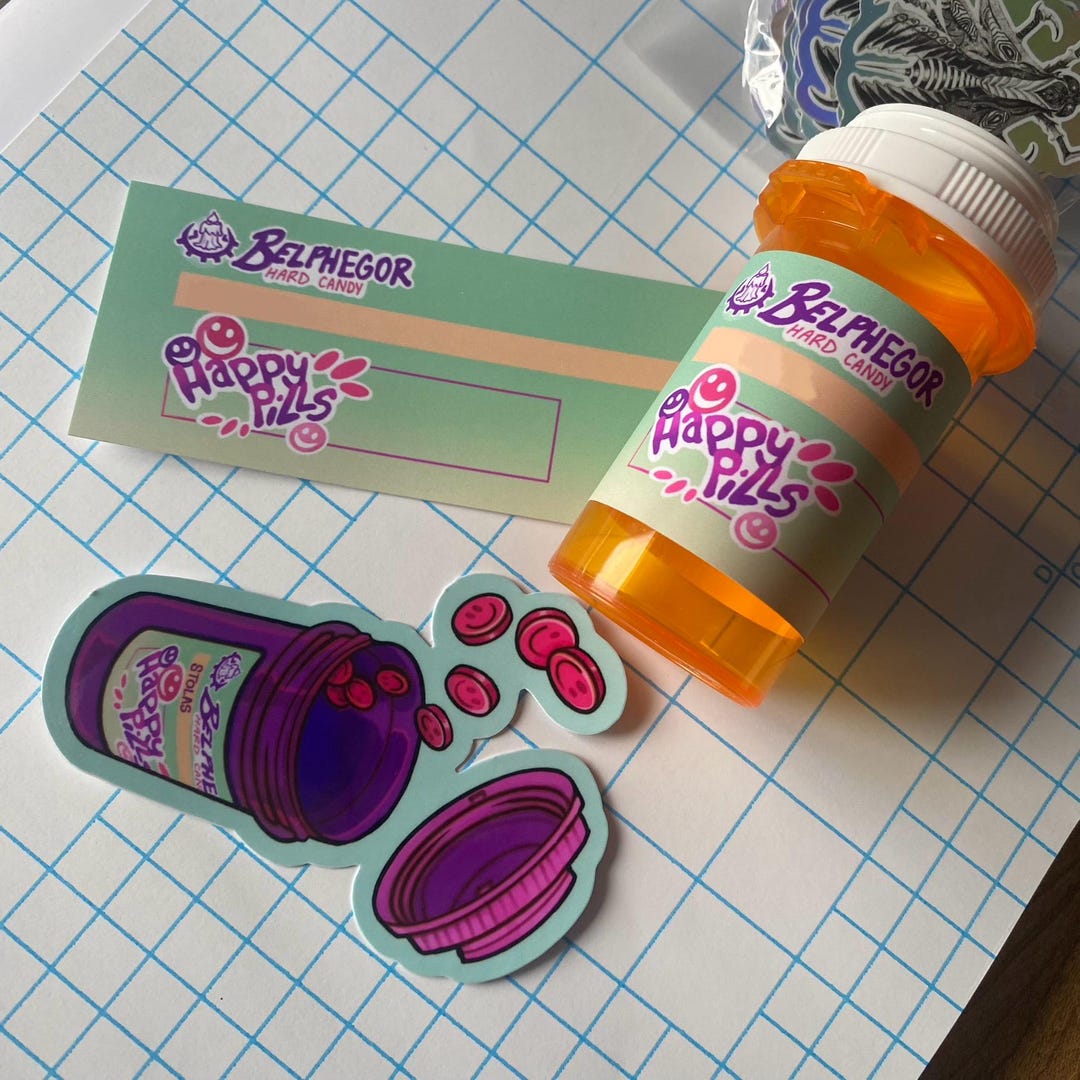 Happy Pills Customized Bottle Label - Etsy