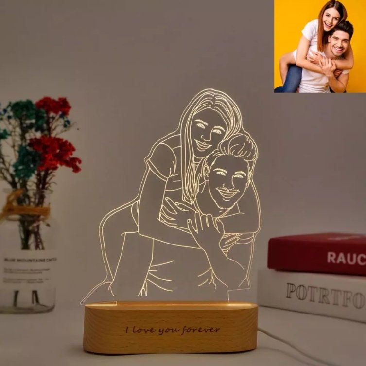 Personalized 3D Photo Lamp, Photo Engraving, Lamp Night Light, Wedding ...