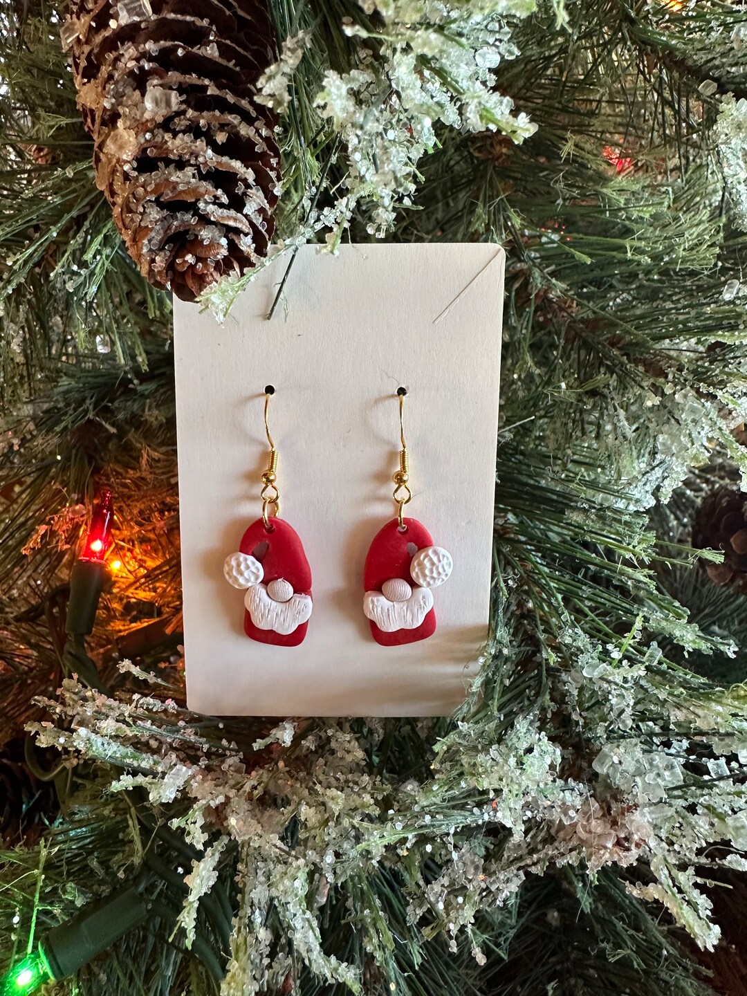 Christmas/winter/holiday Gnome With Santa Hat Polymer Clay Gold ...