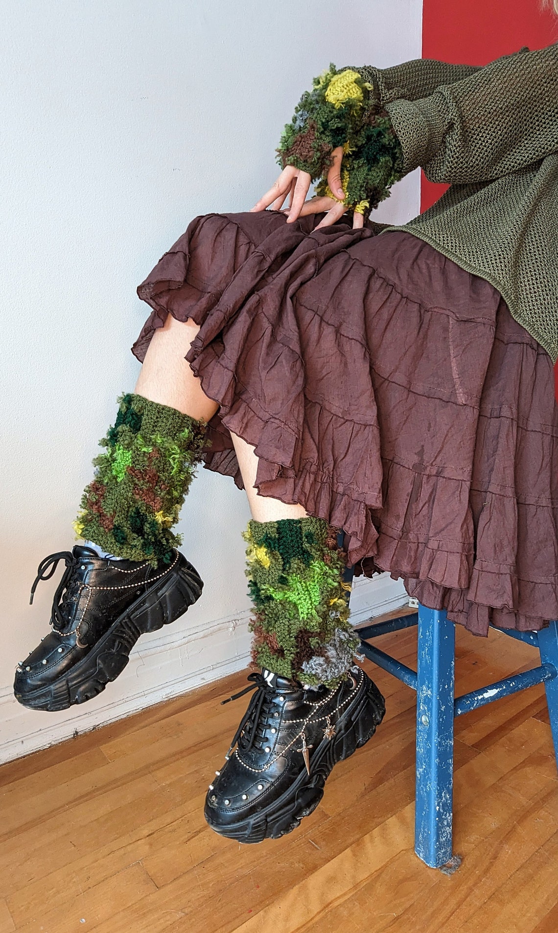 Moss Leg Warmers Pattern - Crochet Lichen Forest Accessory - Goblincore ...