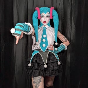 Jester Miku Set - 4 Piece Hatsune Miku Crochet Cosplay - Blue Clown ...