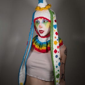 Clown Bunny Balaclava - Crochet Jester Rabbit Ski Mask With Long ...