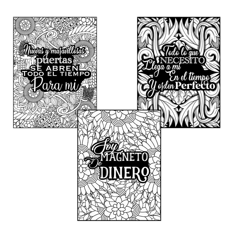 Positive Affirmations Coloring Pages Spanish Affirmations for Money and ...