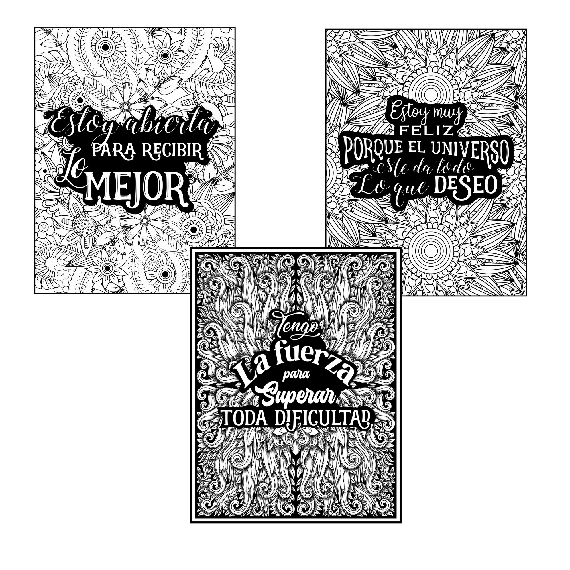 Positive Affirmations Coloring Pages Spanish Affirmations - Etsy