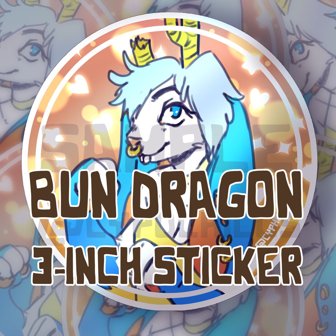 Bunny Dragon Hybrid Anthro 3 Inch Die-cut Sticker matte, Glossy ...